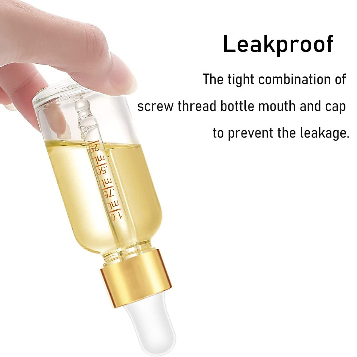 Bumobum Dropper Bottle Clear 1 oz, 30 ml Glass Dropper Bottles with Measurement and Golden Top Cap for Essential Oils, 2 pack Tincture Bottle with Labels and Funnel