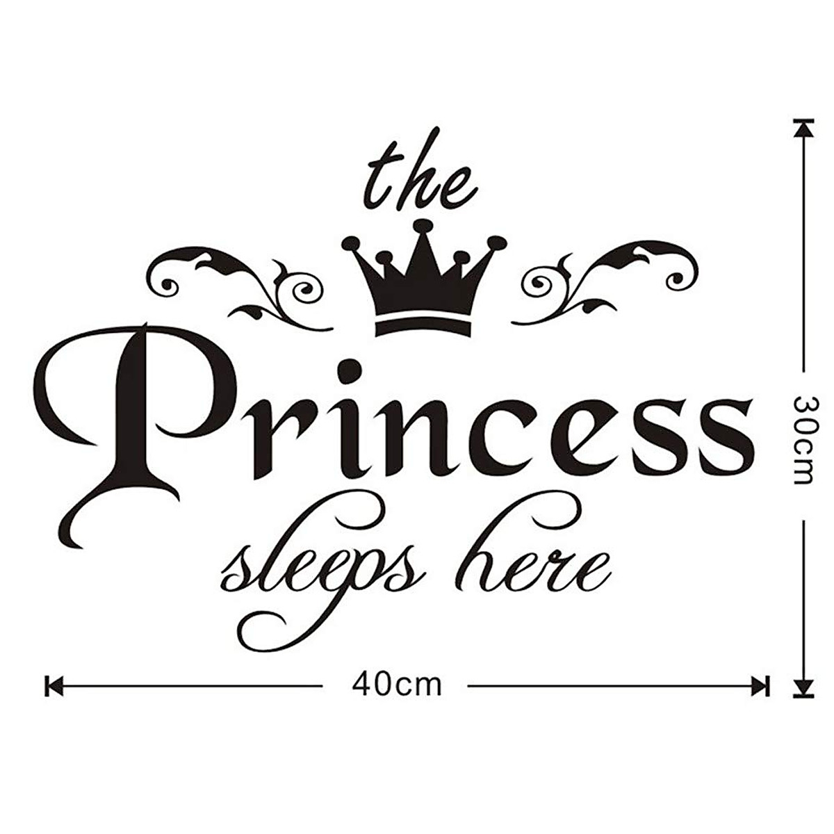 QISHENG The Princess Sleeps Here Wall Decal Vinyl Sticker for Kids Baby Girls Bedroom Decoration Nursery Home Decor Mural Design (The Princess Sleeps here, 40cm X 30cm(15.7"X11.8"）)