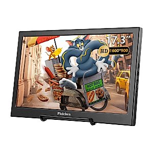 Pisichen Portable Monitor 17.3 inch External Monitor HD 1600x900 Screen, 5ms, 60Hz, USB & HDMI Ports, Gaming Monitor Compatible for PC PS3 PS4 Laptop Ras Pi