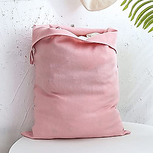 Amazhiyu Pure Linen Over The Door Laundry Hanging Hamper Bag for Holding Dirty Clothes and Saving Space Pink