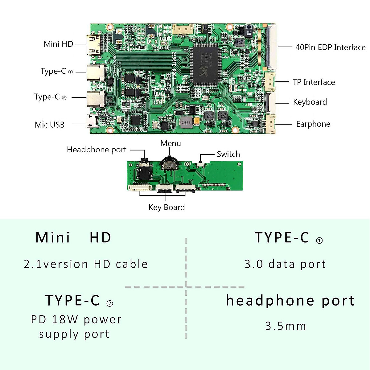 VSDISPLAY 14" 14 Inch 1920X1080 IPS LCD Screen with HD MI Type C LCD Controller Board VS-RTD2556HC-V2