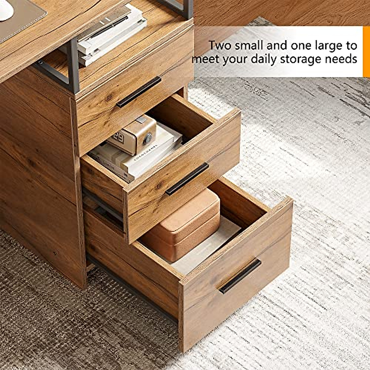 CubiCubi Computer Desk with Drawers, 47 Inch Home Office Desk, Study ...