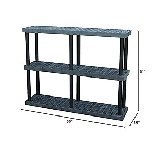 SPC Industrial S6616x3 Dura-Shelf 3-Shelf System, Grid Top, 66"x16"x51"