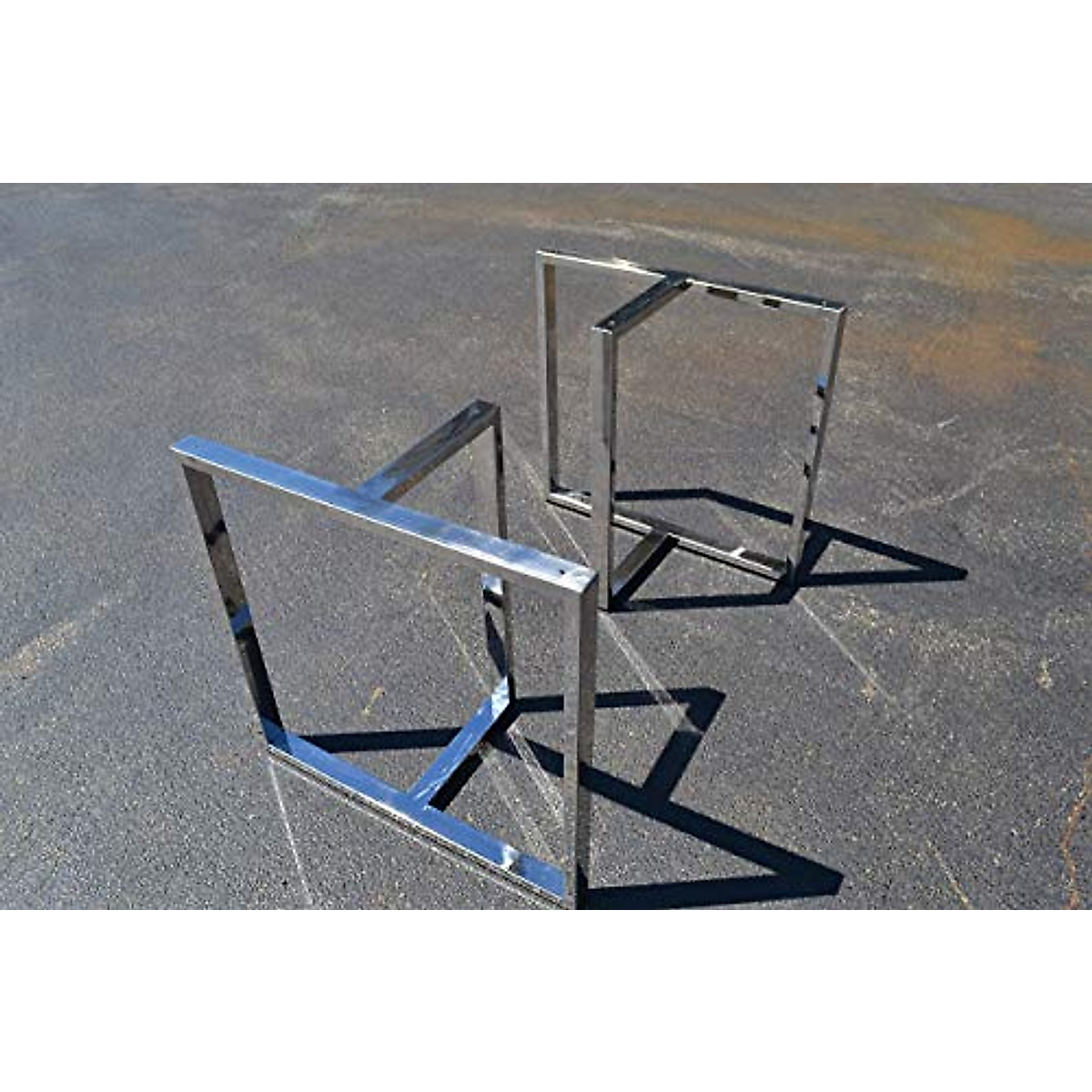 Polished Stainless Chrome Table Legs, T-Shaped Style - Any Size