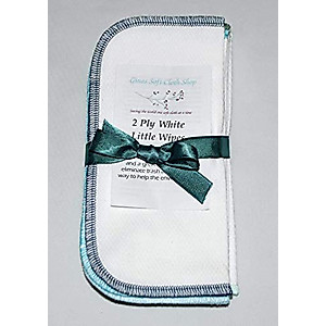2 Ply 8x8 Inches White Cotton Birdseye Little Wipes Set of 10 Assorted Blues and Greens