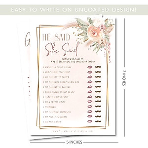 Your Main Event Prints Boho Bridal Shower Bachelorette Games - Floral Neutral Theme - He Said She Said, Find The Guest, Would She Rather, What's In Your Phone - 25 Games Each, 1 Game Per Side