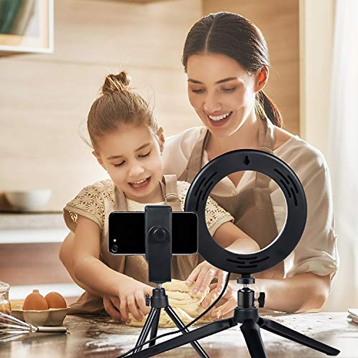 LED Ring Light 6" with Tripod Stand for YouTube Video and Makeup, Mini LED Camera Light with Cell Phone Holder Desktop LED Lamp with 3 Light Modes & 11 Brightness Level (6")