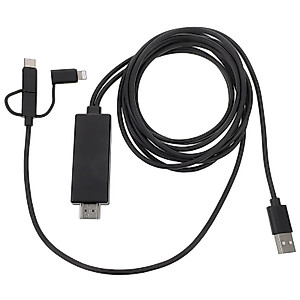 UKCOCO 1M 3 in 1 USB Female to HDMI Male Charger Cable Splitter Adapter Converter with USB Power for Windows and Android Data Transfer (Black)
