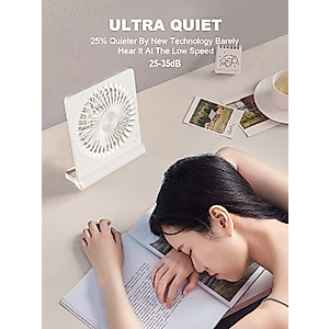 Tevelecin Small Desk Fan, 2000mAh Rechargeable USB Fan Battery Operated,Ultra Quiet, Strong Wind, 3 Speeds Travel Fan