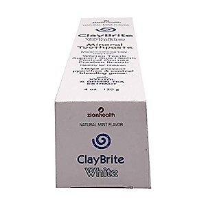 Zion Health ClayBrite White Mineral Toothpaste Natural Mint Flavor 4 oz 120 g