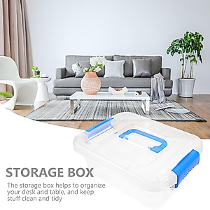 5Pcs Transparent Desktop Storage Box with Handle Carrying Case for Toys Arts Crafts Tools and Office Supplies