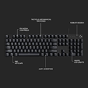 Logitech G413 SE Full-Size Mechanical Gaming Keyboard - Backlit Keyboard with Tactile Mechanical Switches, Anti-Ghosting, Compatible with Windows, macOS - Black Aluminum