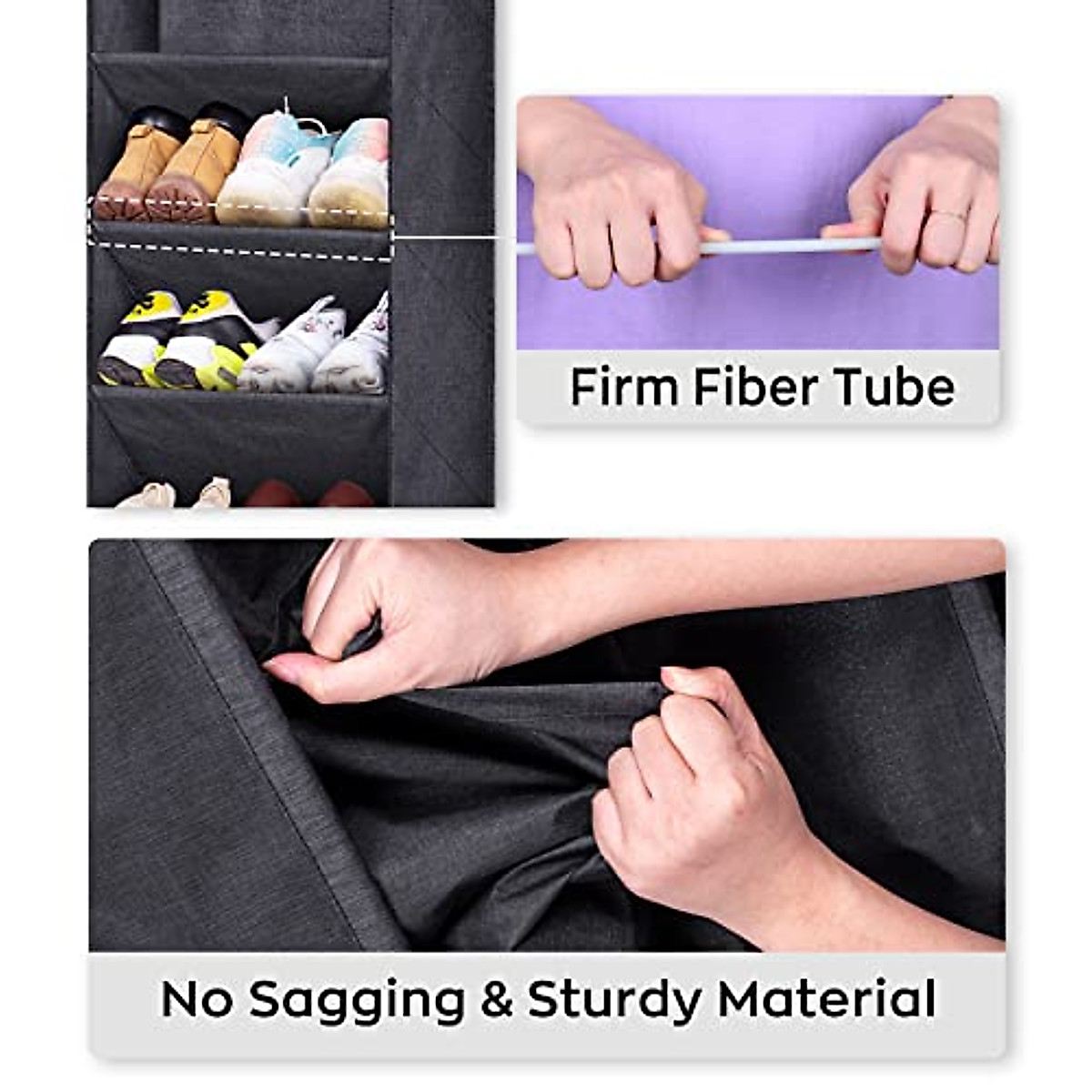 SLEEPING LAMB Shoe Rack for Door with Large Deep Pocket and Hanging Shoe Organizer for Closet Over The Door Shoe Rack