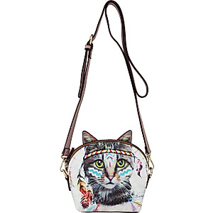 B BRENTANO Vegan Cute Bohemian Cat Animal 3-D Ear Crossbody Handbag (Boho Feline)