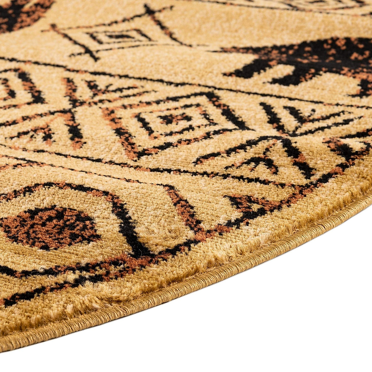 Rugs.com Pioneer Collection Rug – 4 Ft Round Cedar Medium-Pile Rug Perfect for Kitchens, Dining Rooms