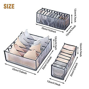 Set of 3 Underwear Organizer Drawer Divider, Foldable Breathable Storage Box Closet Dividers Dresser Clothes Drawer Organizers for Storing Underwear Bra Socks ( 6/7/11 Grids) (#4)