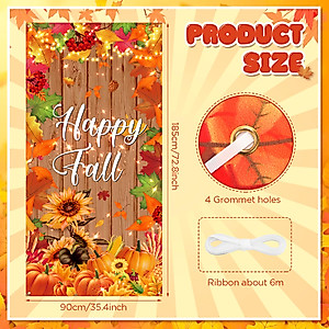 RUMIA Fall Party Door Banner Happy Fall Decorations Thanksgiving Door Cover Pumpkin Fall Backdrop Sign Party Supplies for Harvest Autumn Birthday Background Photo Booth Props Party Decor 73 x 36 inch