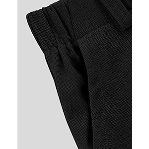 Ugerlov Womens Waffle Wide Leg Pants High Waisted Business Casual Pants Flowy Palazzo Trousers with Pockets, Black XL