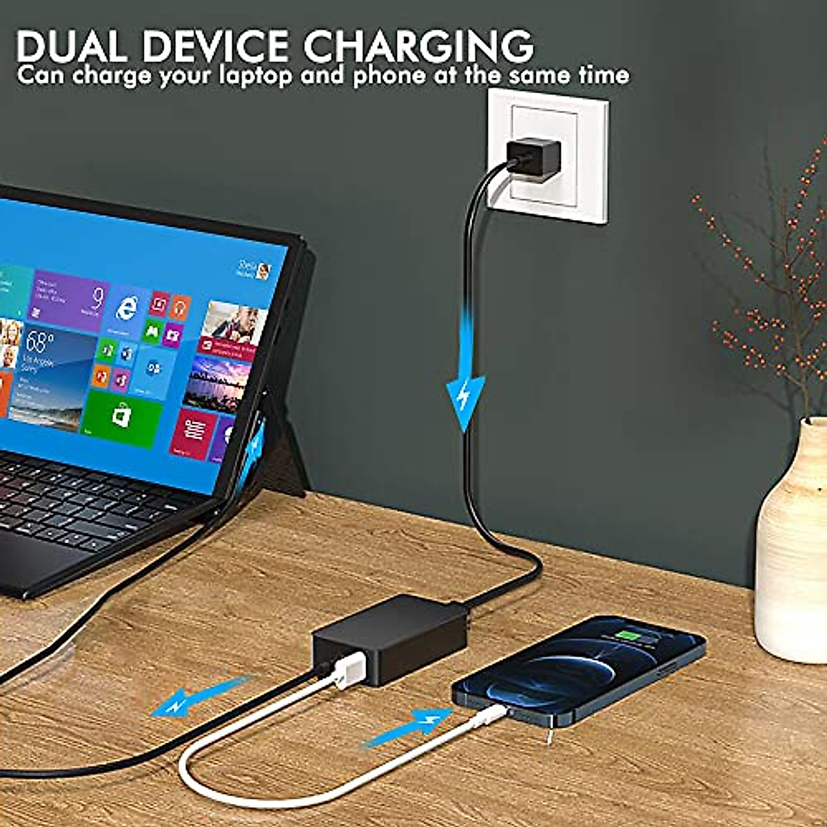 Surface Pro Charger, 65W Power Adapter for Microsoft Surface Pro X 3 4 5 6 7 7+ 8 9, Surface Laptop 5 4/3/2/1, Surface Laptop Go/Go 2/ Go 3 Power Supply Cord