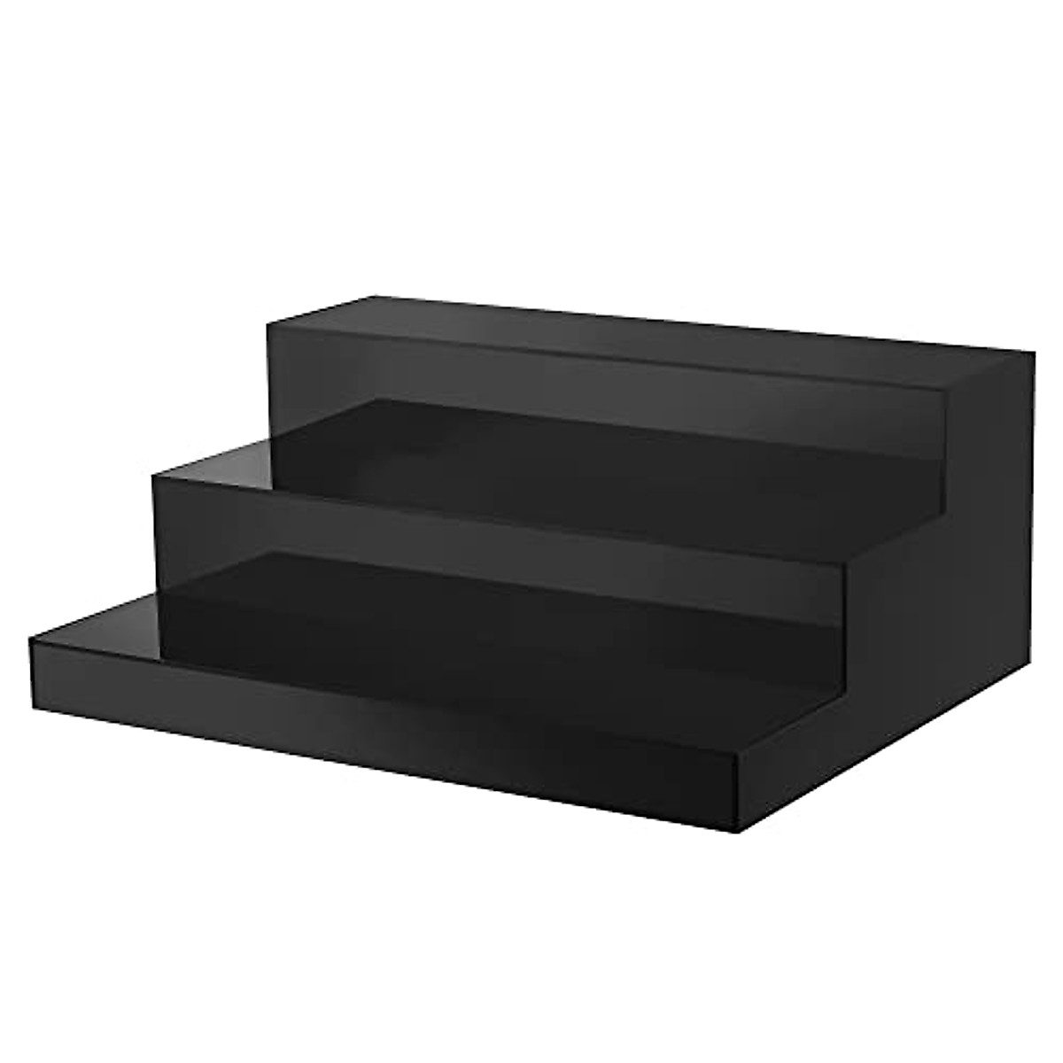 CiaoHER Large Acrylic Wine Liquor Bottle Rack 16x12.5x6.5in 3tier Black Countertop Riser Display for Bar Coffee Leisure Station Retail Store Shop Grocery Collection Organizer Stand