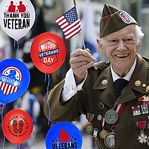 48pcs Veterans Day Decorations Balloons - Happy Veterans Day Balloons Decorations Set for Thank You Veterans Party Supplies Patriotic Themed Party Decorations