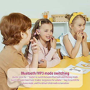 Yuanj Kids Wireless Bone Conduction Headphones, 5.2 Headphones for Kids Waterproof IPX5 Open Ear Headphones Sweat Splash Proof, Comes with 8G Memory 10 Hrs Music Play (Pink)