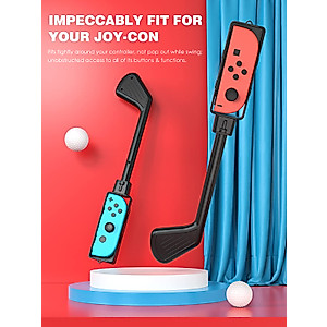 MoKo Golf Clubs Fit with Switch/Switch OLED Model (2021) Mario Golf: Super Rush Golf Handle Grips Game Accessories Kit Fit with Joy-Con Controller 2 Pack with Rotatable Golf Rod &Wrist Strap, Black