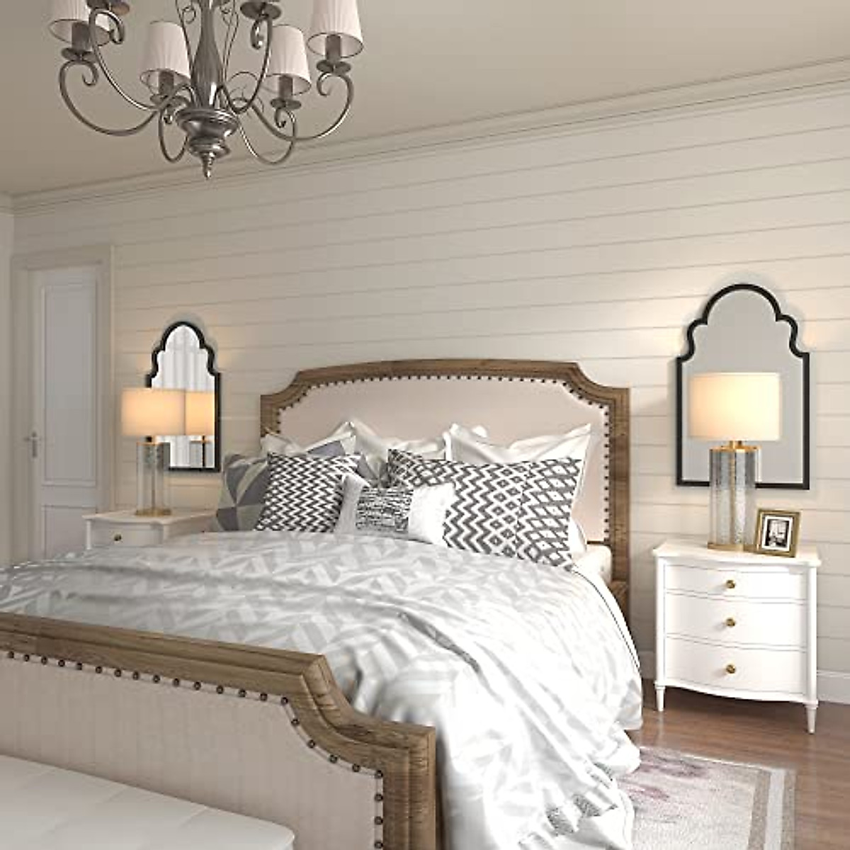 NXHOME Metal-Frame Accent Wall Mirror - Decorative Mirror Black Vanity Wall Mounted Mirror for Bathroom Living Room Bedroom 35.5×21.7