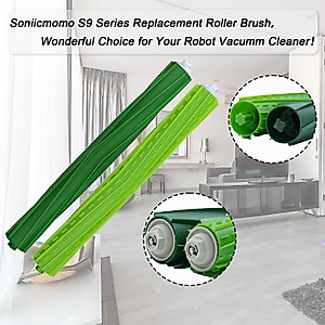 4 Set Rubber Roller Brush Replacement Parts for IRobot Roomba S9 (9150) S9+ S9 Plus (9550) S Series Vacuum Cleaner, Multi-Surface Rubber Brushes
