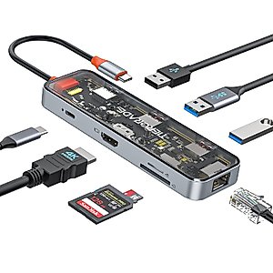 Tiergrade USB C Hub, 8 in 1 USB C to HDMI Multiport Adapter with HDMI, Gigabit Ethernet, 100W PD, 2 USB-A 5 Gbps, USB2.0, TF/SD Card Reader, USB C Dock for MacBook Air/Pro, XPS, and More Type-C Device
