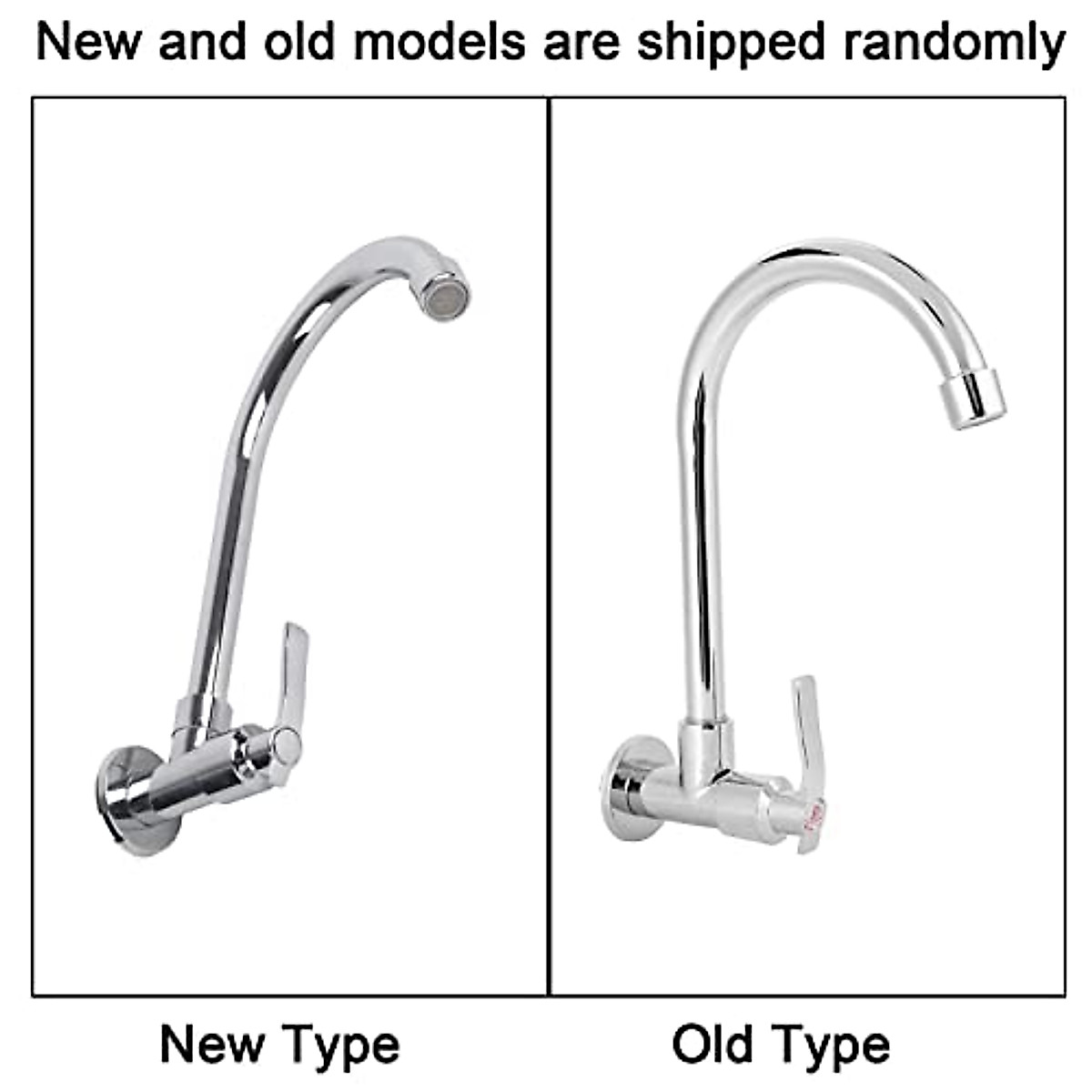 Kitchen Faucet, Water Sink Faucet Single-Tube Cold Wall-Mounted, 360° Rotatable G1/2inch Water Kitchen Tap Without Hose, Copper Outlet, Silver(Wall-Mount, No Basin Faucet)