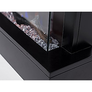 Touchstone Chesmont Smart Electric Fireplace- Wall Hanging Fireplace with 50-inch Wide Black Mantle- Alexa®/WiFi Enabled-10 Color-1500/750 Watt Heater with Thermostat- Crystals & Driftwood-Model 80034