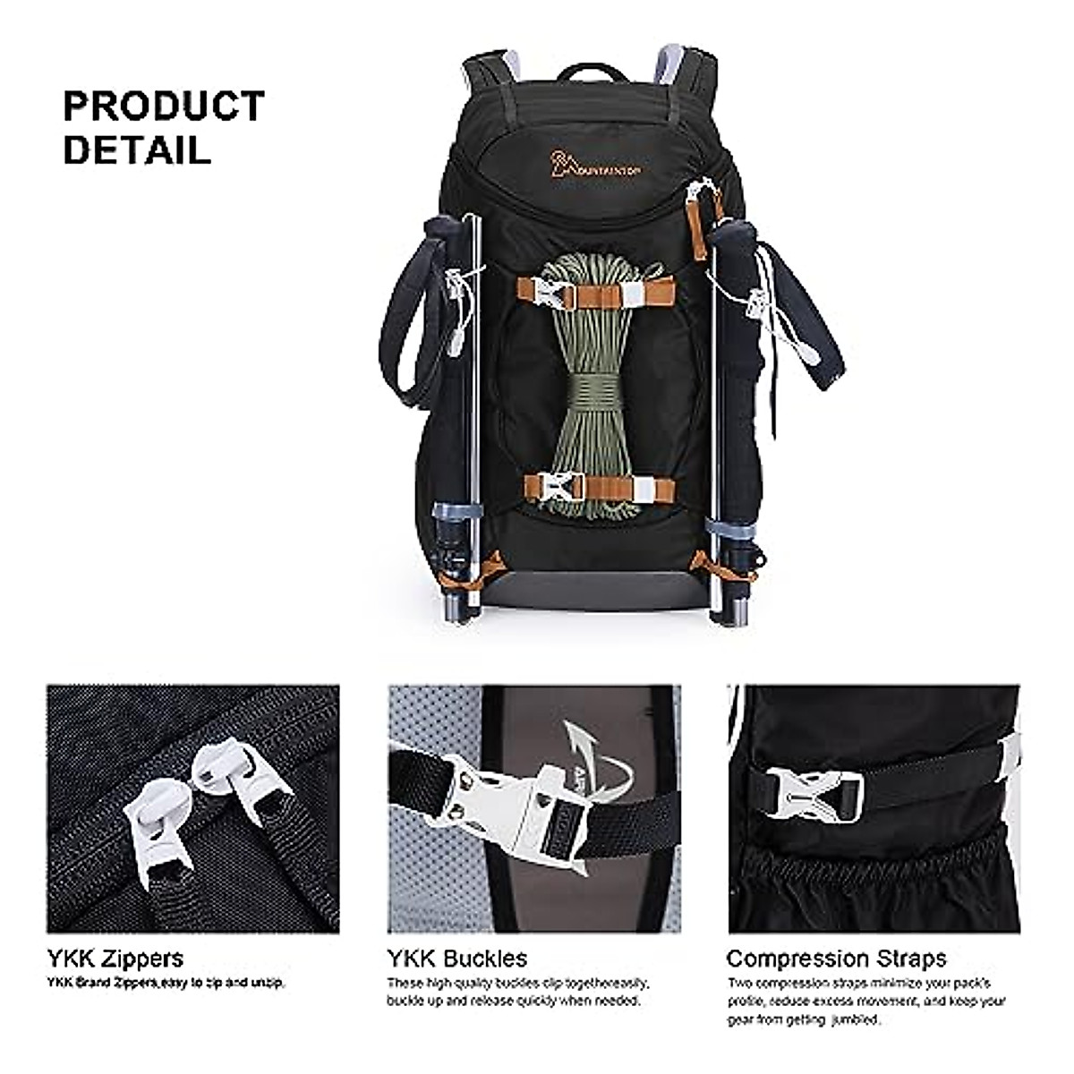 MOUNTAINTOP 28L Hiking Backpack for Women Outdoor Backpack for Camping Cycling and Traveling, 20.5×12.2×6.3 IN, Black