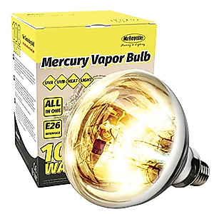 MRREPTILE UVA UVB Reptile Light, Heat Bulb Full Spectrum Sun Lamp, for Reptiles and Amphibian Tortoise/Bearded Dragon, 100W Mercury Vapor Bulb