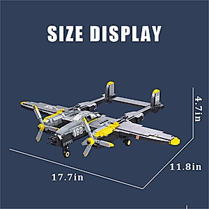 MEOA Fighter Jet Building Sets for Boys 8-12 937pcs P38 Lightning Fighter Building Blocks Toys WW2 Airplane Building Toys for Kids and Adults