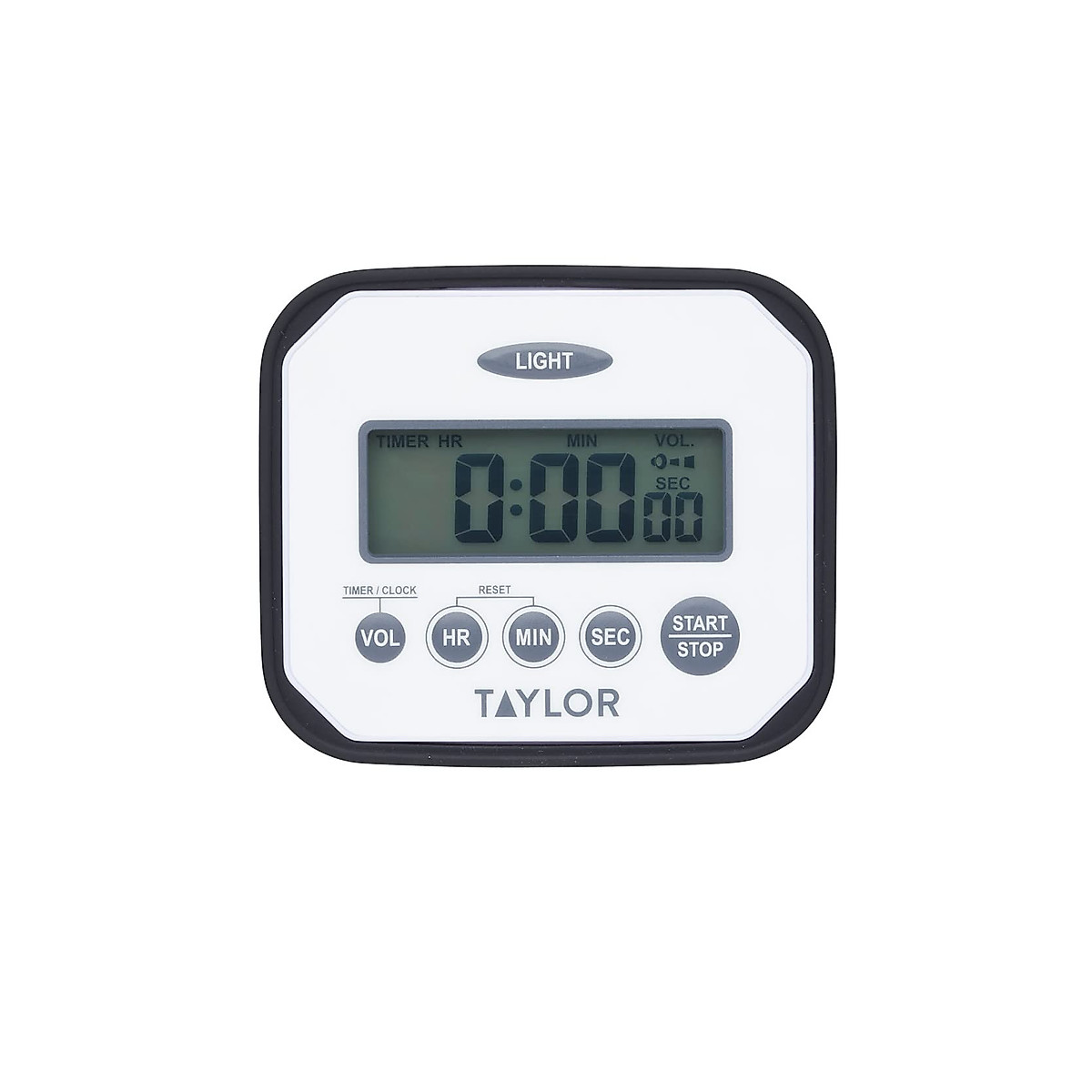 Taylor Pro Kitchen Timer, Water-Resistant Digital Timer, Heavy Duty, Countdown Clock, White,9 x 8 cm