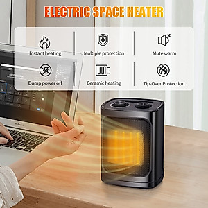 Antarctic Star Space Heater, Portable Electric Heater Ceramic Fan Small Mini Heaters Indoor Use ETL Certified 3 Modes Thermostat, Tip Overheat Protection Quiet Office Room Desk Home,9.1 Inch.