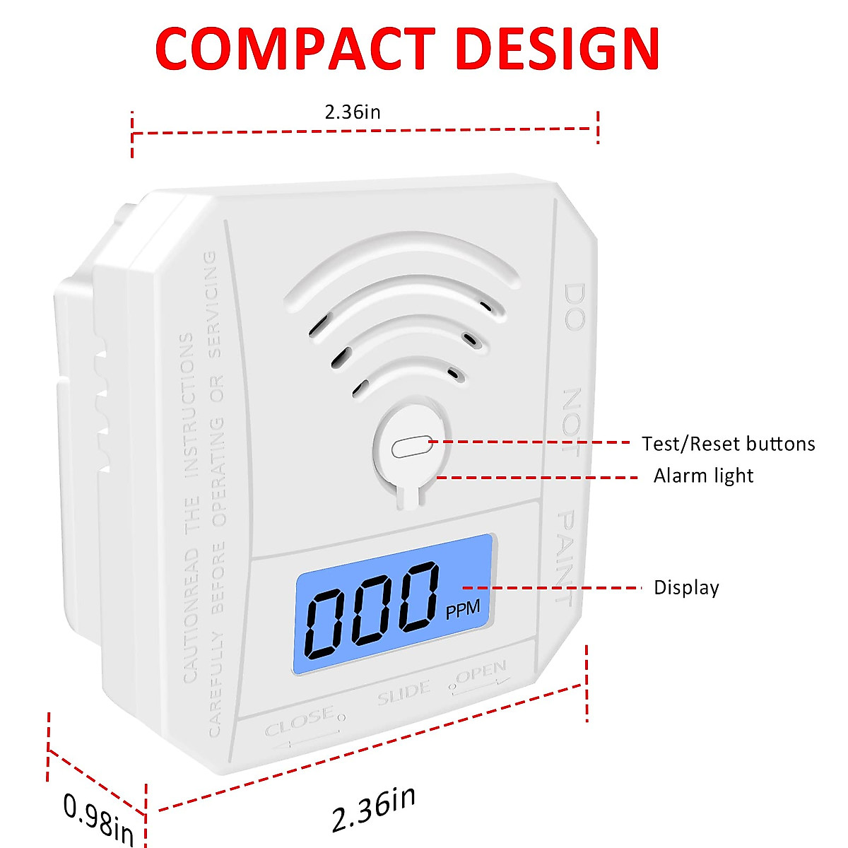 Carbon Monoxide Detector,CO Monitor Alarm Detector Battery Powered,CO Detector with LCD Digital Display and Sound Warning for Home,Office,School,Basement,Garage,Complies with UL 2034 Standards