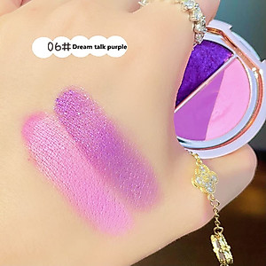 Timipoo Double color eye shadow, high pigment eye makeup palette, matte shimmer metal eye shadow powder, waterproof and durable color eye shadow (06#Dream talk purple)