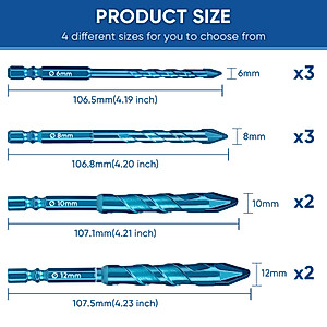 SONCHIE Eccentric Drill Bit Set - Set of 10 Carbide-Tipped Crooked Drill bit Masonry Drill Bit Sets forConcrete/Walls/Tiles/Glass/Hard Plastic/Cement/Granite, etc