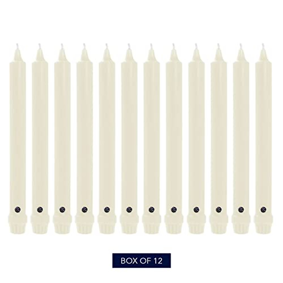 Colonial Candle Unscented Taper Candle, Classic Collection, Ivory, 10 In, Pack of 12 - Up to 8 Hours Burn