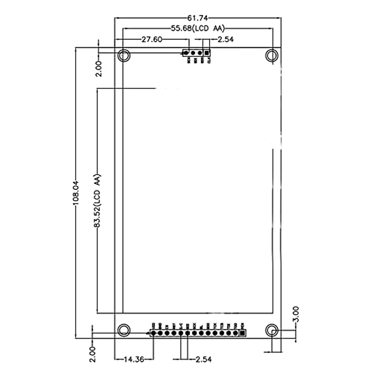 Jopwkuin TFT LCD Touch Screen Display, Optional Touch Function 480x320 HD ILI9488 Driver SPI Serial TFT LCD Display Module 14pin for Industry