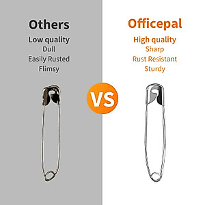 Officepal Premium Quality 4-Size Pack of Safety Pins- Top 250-Count – Durable, Rust-Resistant Nickel Plated Steel Set- Best Sewing Accessories Kit for Baby Clothing, Crafts, Arts (4-Size in 1 No.002)