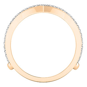Dazzlingrock Collection 0.40 Carat (ctw) 18K Round Diamond Wedding Band Enhancer Guard Double Ring, Rose Gold, Size 5.5