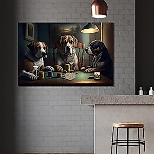 Bulljive Brands Premium Metal Dogs Playing Poker Wall Art | Captivating Floating Mount Display | Wall Décor For Mancave Bar Bedroom Office Living Room | 3 Sizes Large To Small