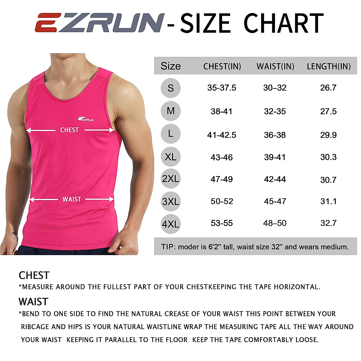 EZRUN Men's Quick Dry Workout Tank Top Swim Beach Shirts for Gym Athletic Running Muscle Sleeveless Shirts(NeonPink,m)