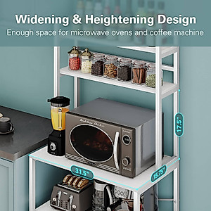 Denkee Kitchen Bakers Rack, Industrial 5-Tier Microwave Oven Stand, Freestanding Kitche