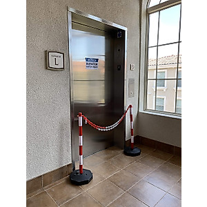 2 Traffic Delineator Poles | Plus Chain Included | Better Than Cones | Perfect Parking Post, Construction Lot, Road Marker or Street Stanchion | Portable & Fillable Base | Large Safety Caution Barrier