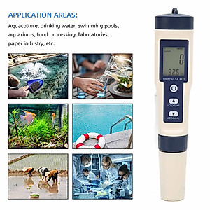 TDS Meter Digital Water Quality Tester, 5in1 Multifunctional PH/Salinity/Tem/TDS/EC Meter 0.01 Resolution High Accuracy Digital Water Tester for Household Drinking, Pool and Aquarium