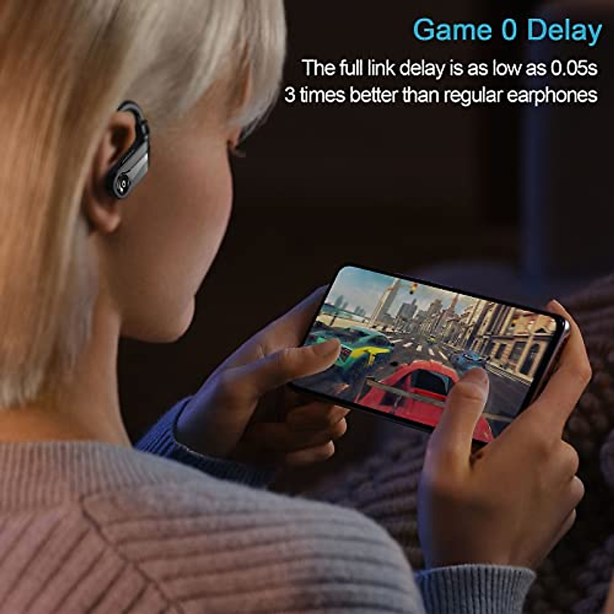 uoeos Wireless Earbuds Bluetooth, Sports Light-Weight Headphones with Earhooks,Built-in Mic,Active Noise Control,IPX7 Waterproof,Clear Calls,Low Latency,Surround Sound,54 Hrs with Charging Case